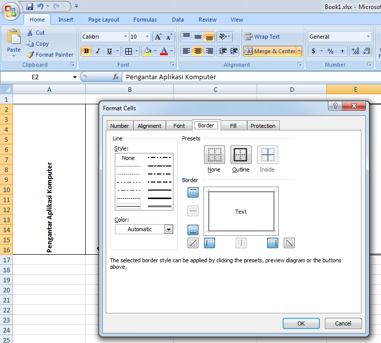 Penggunaan Format Cell pada Excel 2007. - Teknik Informatika