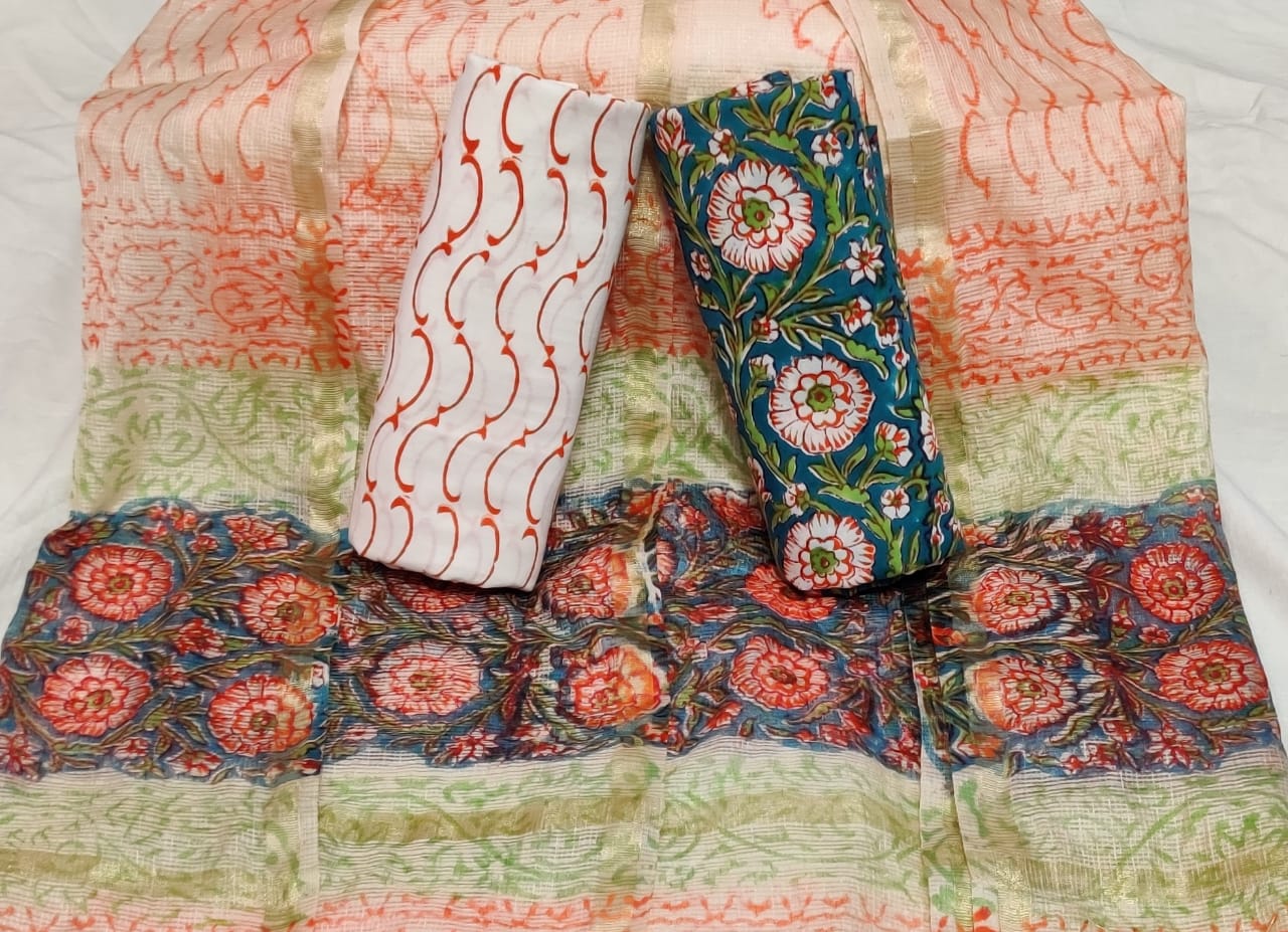 Hand block printed cotton suits