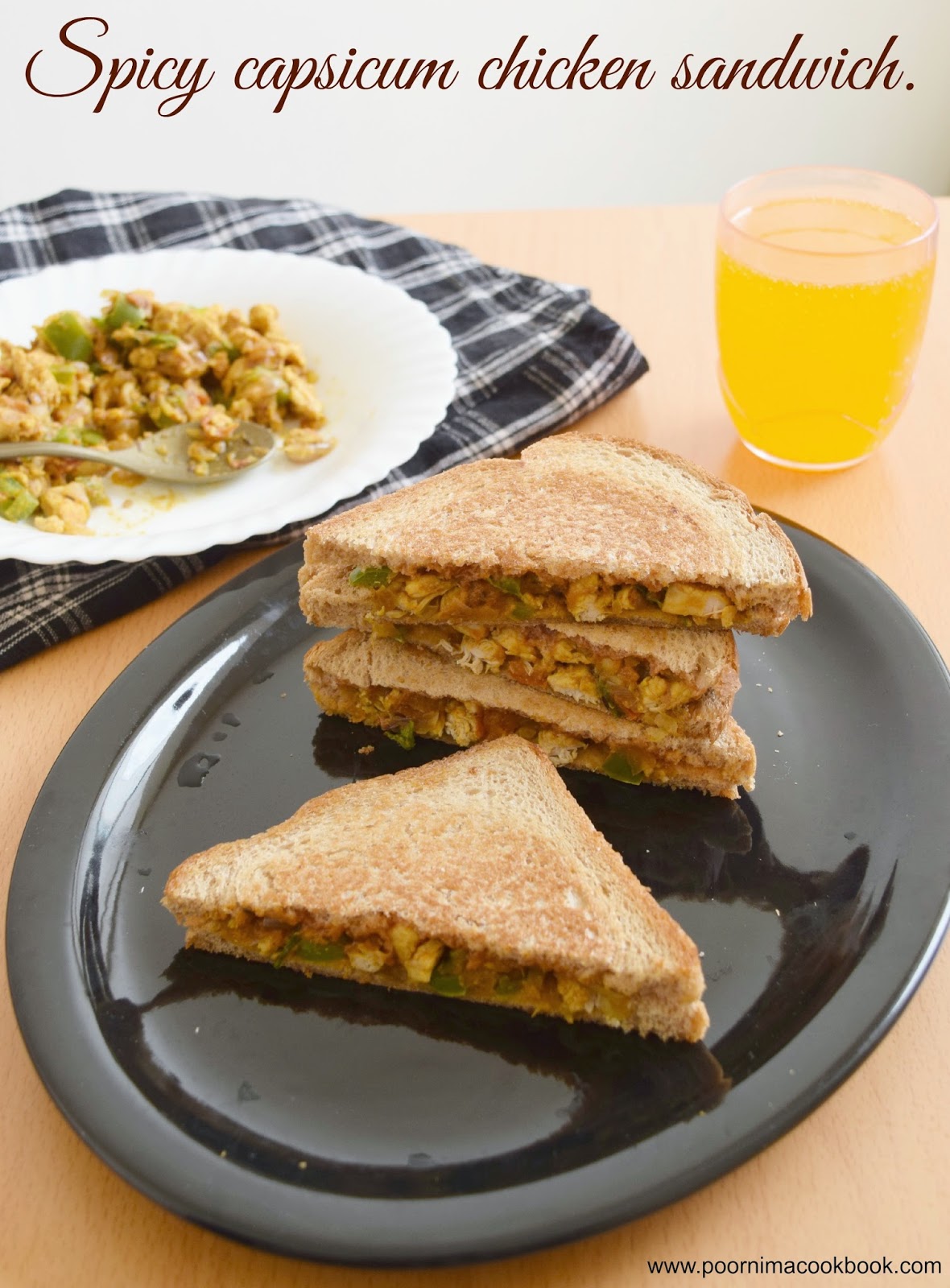 Poornima's Cook Book: Spicy Capsicum Chicken Sandwich