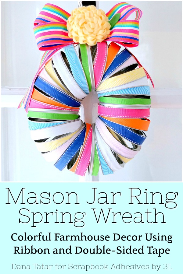 Mason Jar Ring Spring Ribbon Wreath - Scrapbook Adhesives by 3L