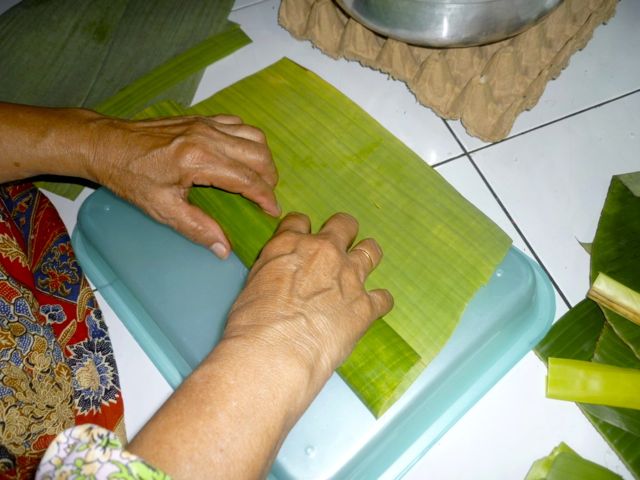The making of Burasak, a Bugis traditional food.