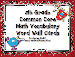 Common Core Activities: Math Vocabulary Word Wall Cards: 3rd, 4th, and 5th