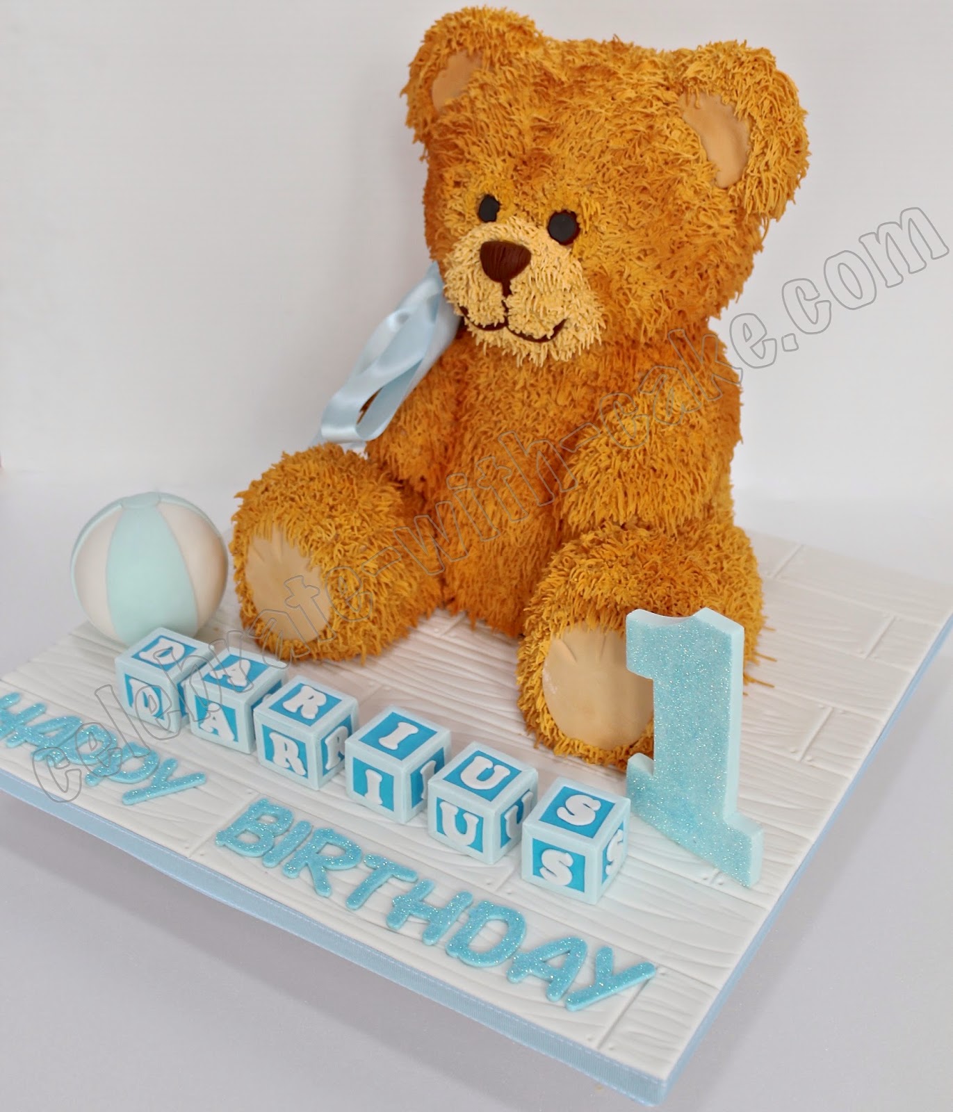 3D sculpted Teddy Bear Cake