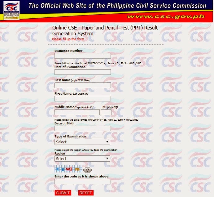 October 2014 Civil Service Exam Rating (Online CS Exam Result)