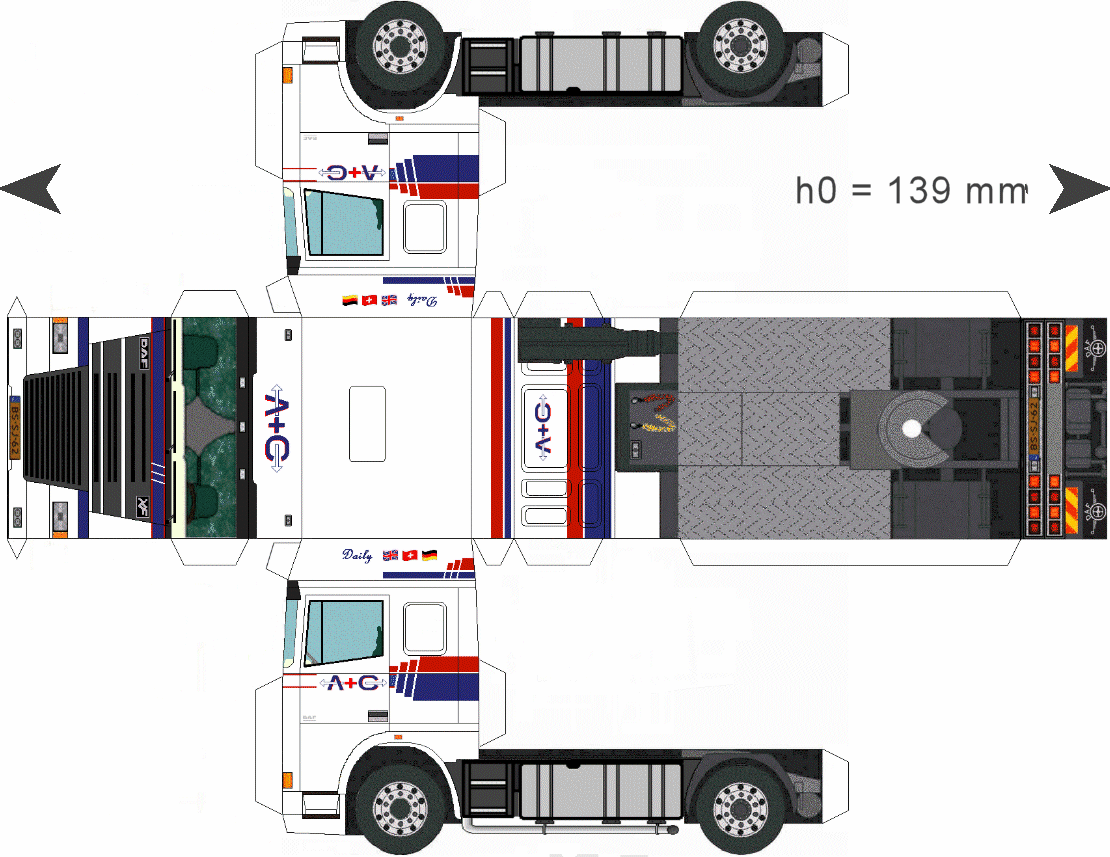 SP. Papel Modelismo: PaperCraft DAF XF - A + G Transporten Venlo