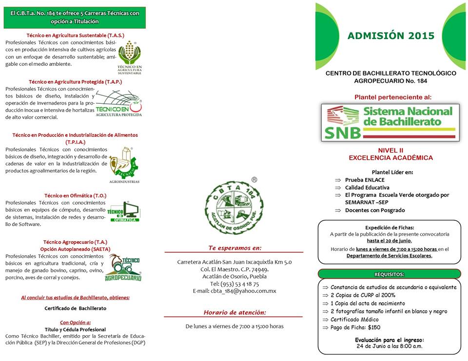 carreras del CBTA 184: carreras del CBTA 184