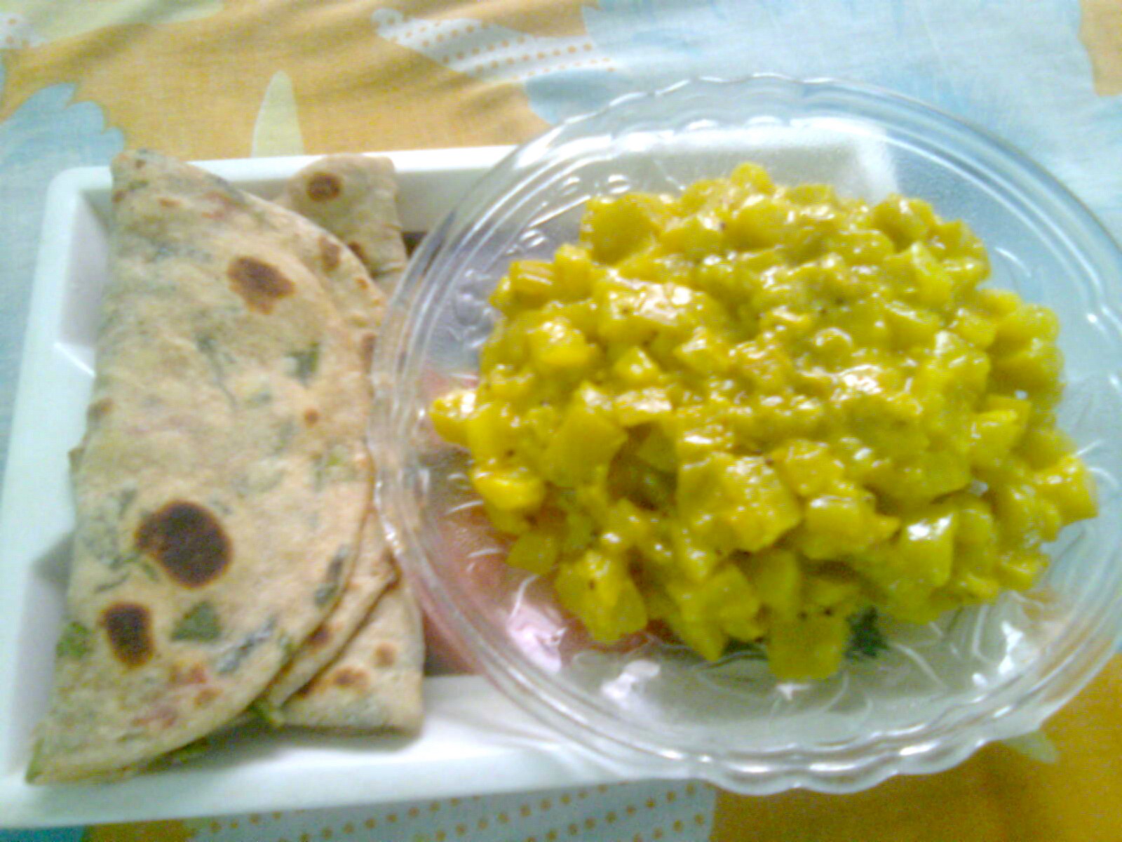 Foods from My Kitchen: Spring-Onion-Roti with Saffron-Bottle Gourd