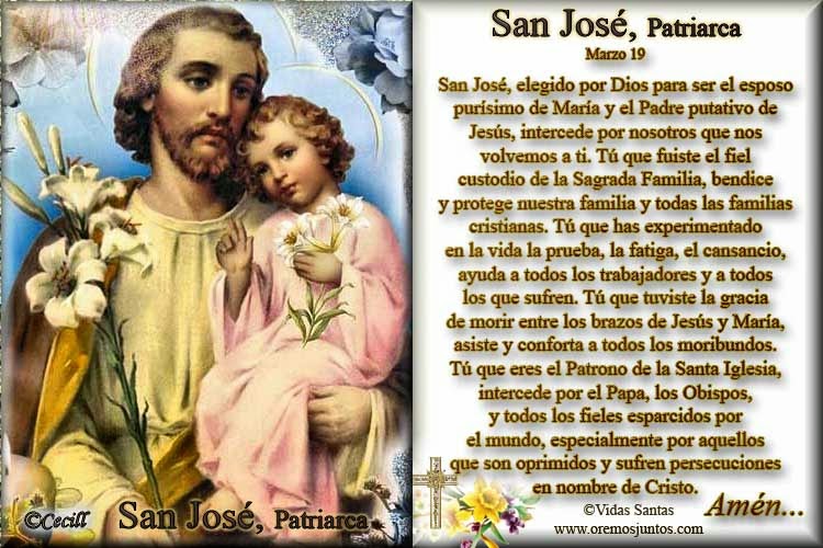 Imágenes de Cecill: Estampita y Oración a San José Patriarca