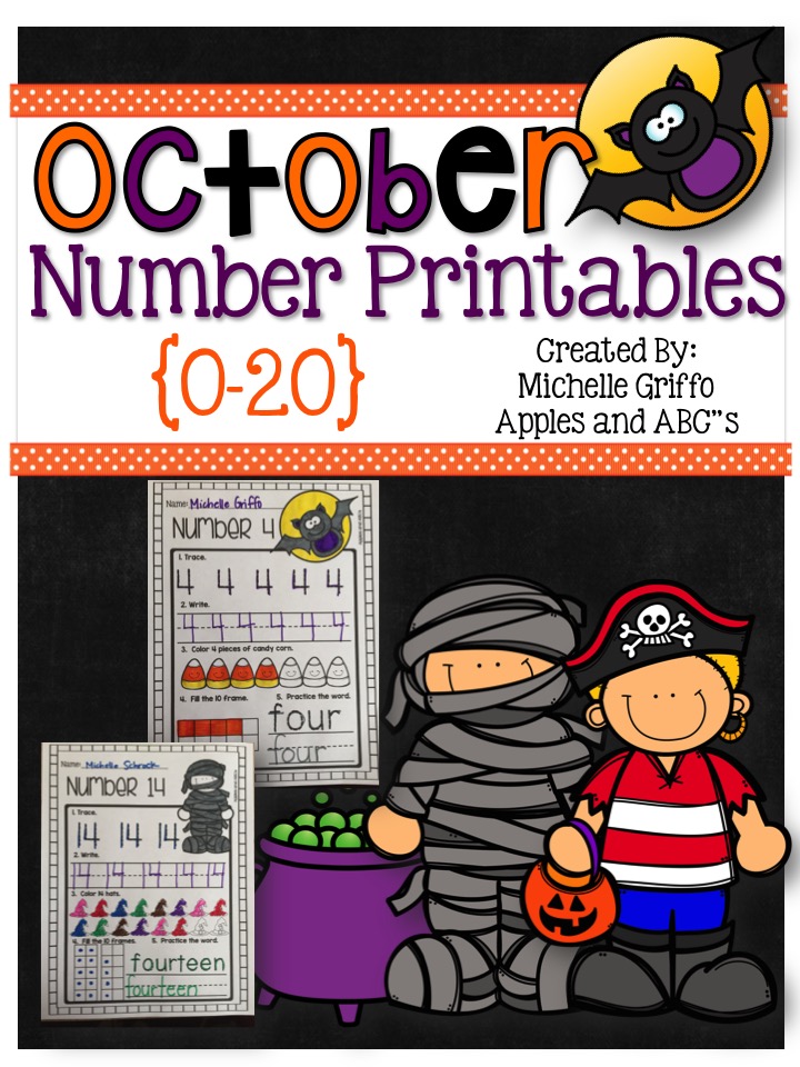 Halloween Number Practice - Apples & ABC's