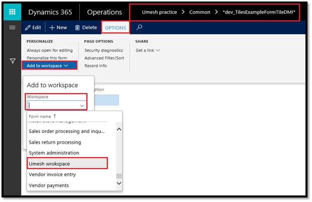 How to create a new Workspace in D365 - D365 F&O Solutions