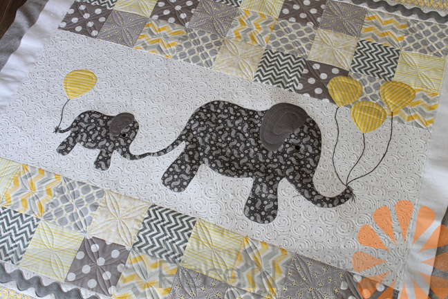 Piece N Quilt: Baby Elephant Quilt - Custom Machine Quilting by Natalia Bonner
