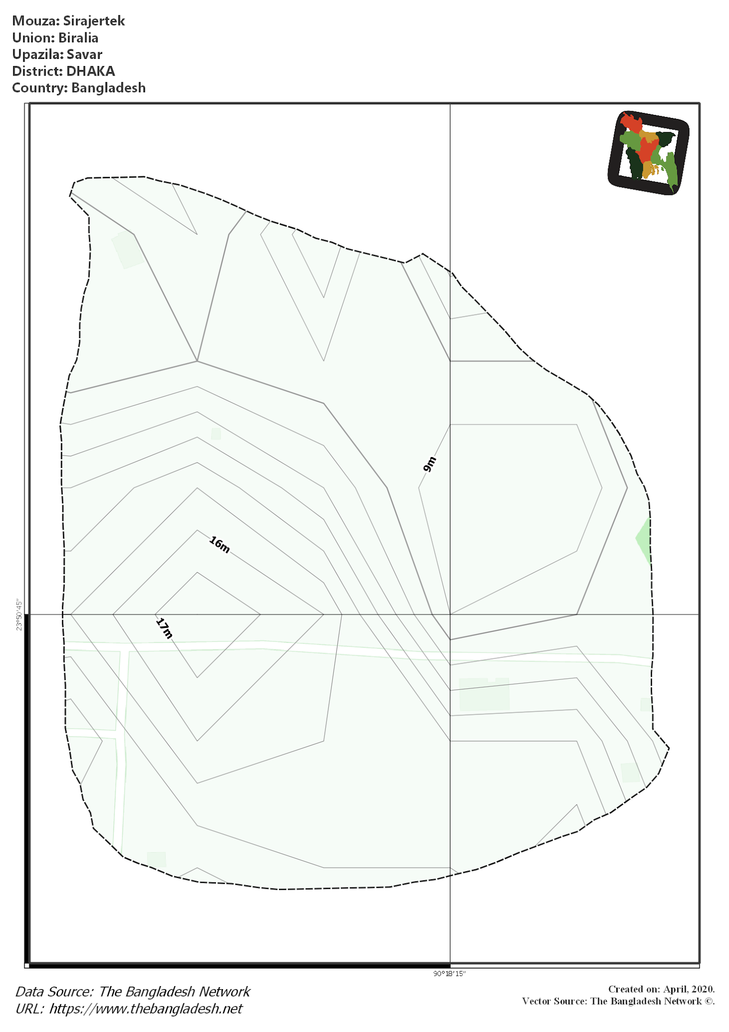 Map of Sirajertek Mouza, Savar, Dhaka
