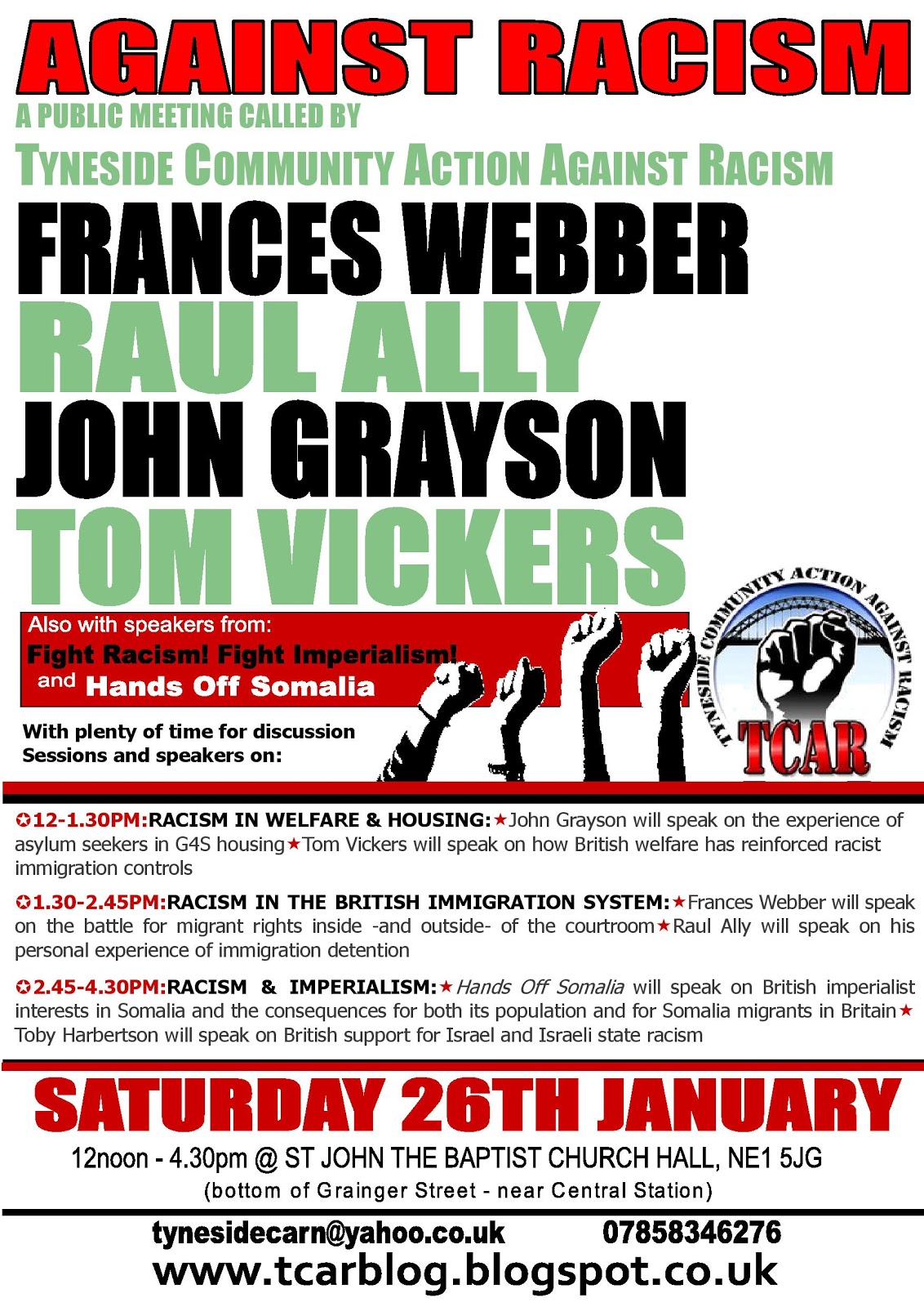 Tyneside Community Action Against Racism (TCAR): TCAR Public Meeting ...
