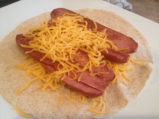 The Busy Broad: Easy Low Carb Lunch- Grilled Hot Dog Wrap