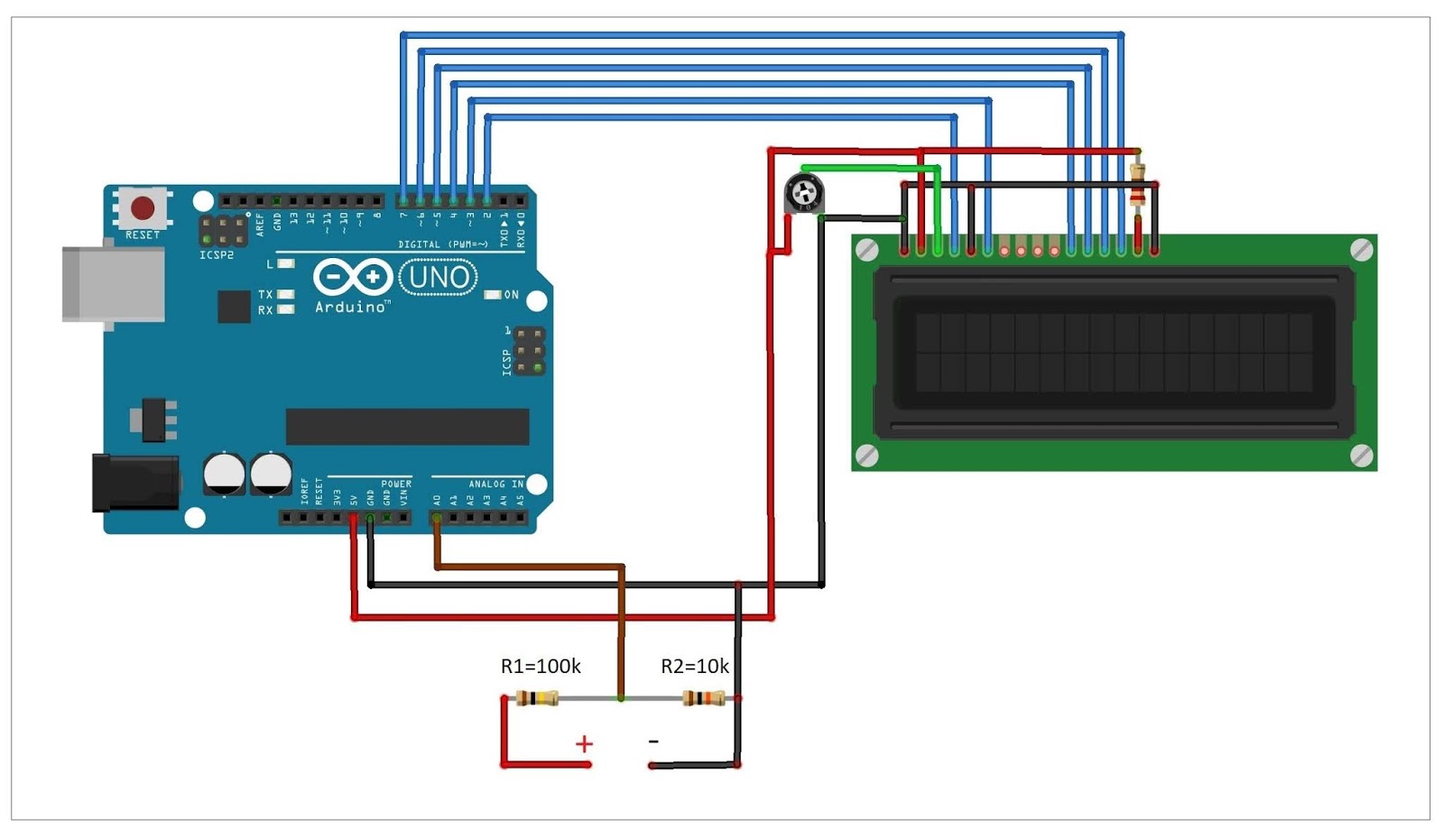 Arduino DC Voltmeter (0-30V) with Lcd display - SRembeddedLab