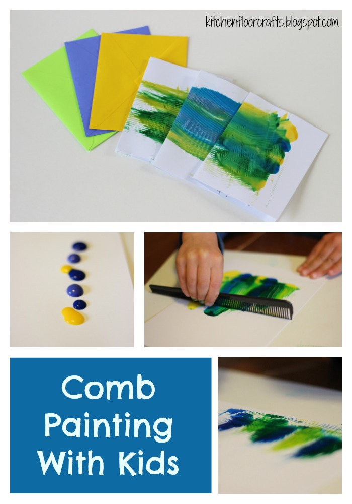 Kitchen Floor Crafts: Comb Painting with Kids