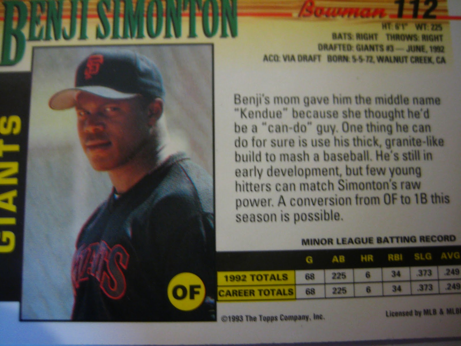 Baseball Cards Come to Life!: Benji Simonton on baseball cards