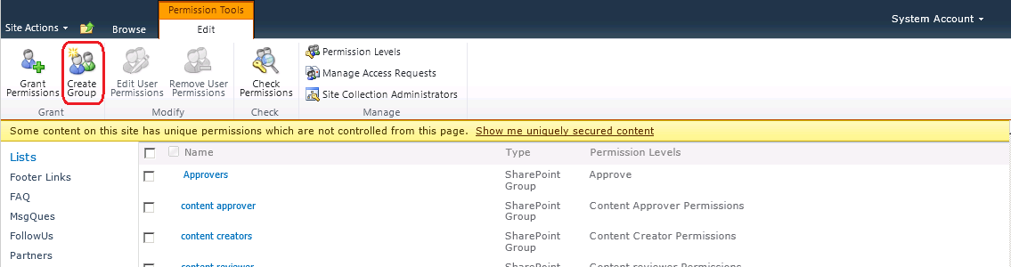SharePoint Blog: Create New Group in SharePoint 2010