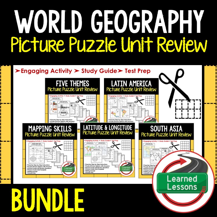 World Geography Picture Puzzle BUNDLE, Test Prep, Unit Review, Study ...