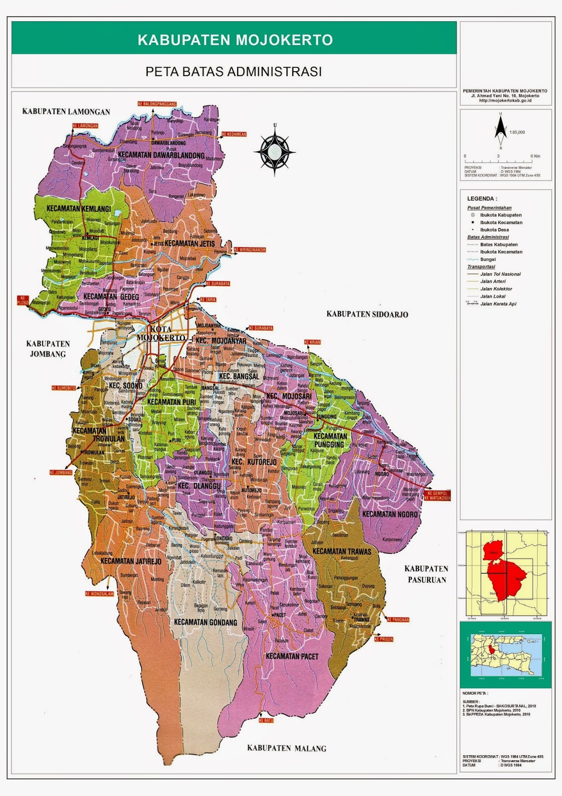 INDUSTRI KABUPATEN MOJOKERTO: PETA ADMINISTRASI KABUPATEN MOJOKERTO