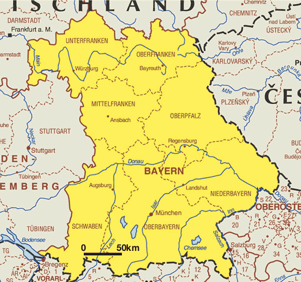 Map of German Province: Map of Bayern Province