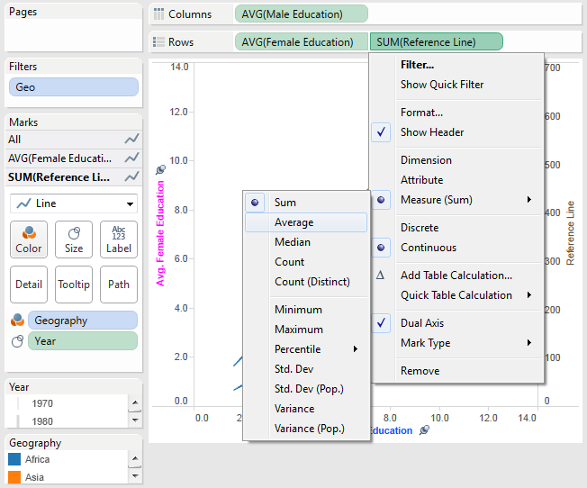 The Datographer: Creating a 45 Degree Reference Line in a Tableau Scatter Plot (without SQL!)