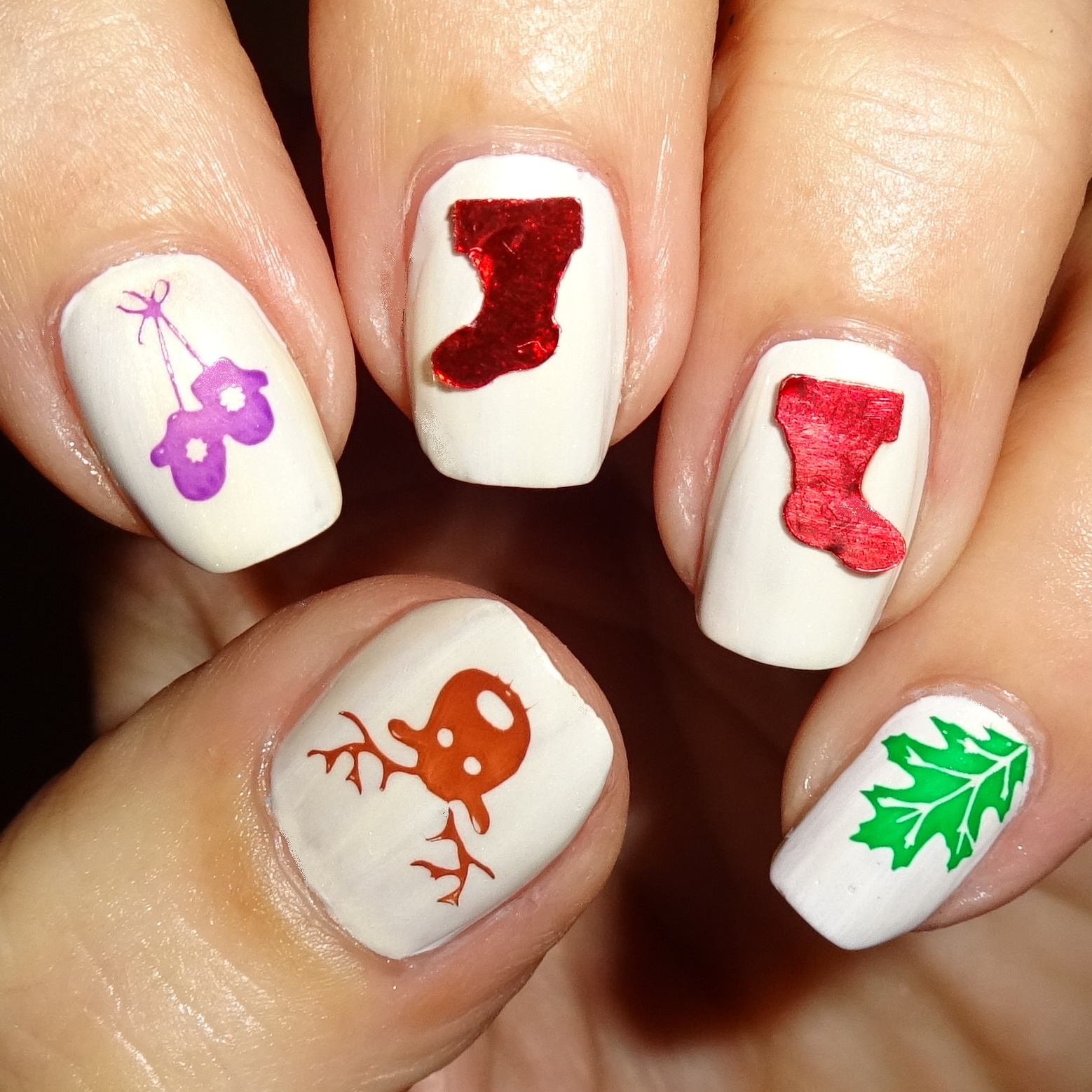 Wendy's Delights: Red Christmas Stocking Nail Decals from Charlies Nail Art