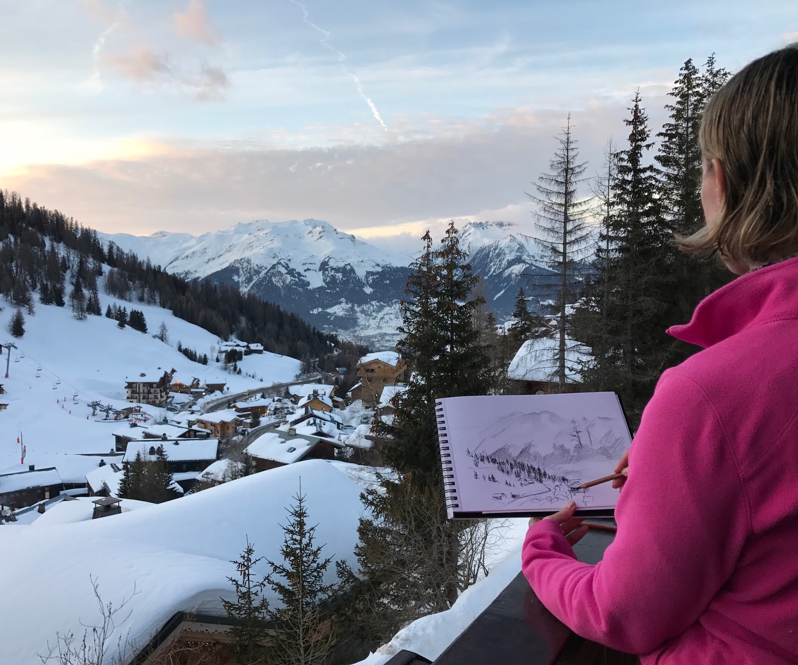 Clare Bowen Artist: Drawing The French Alps