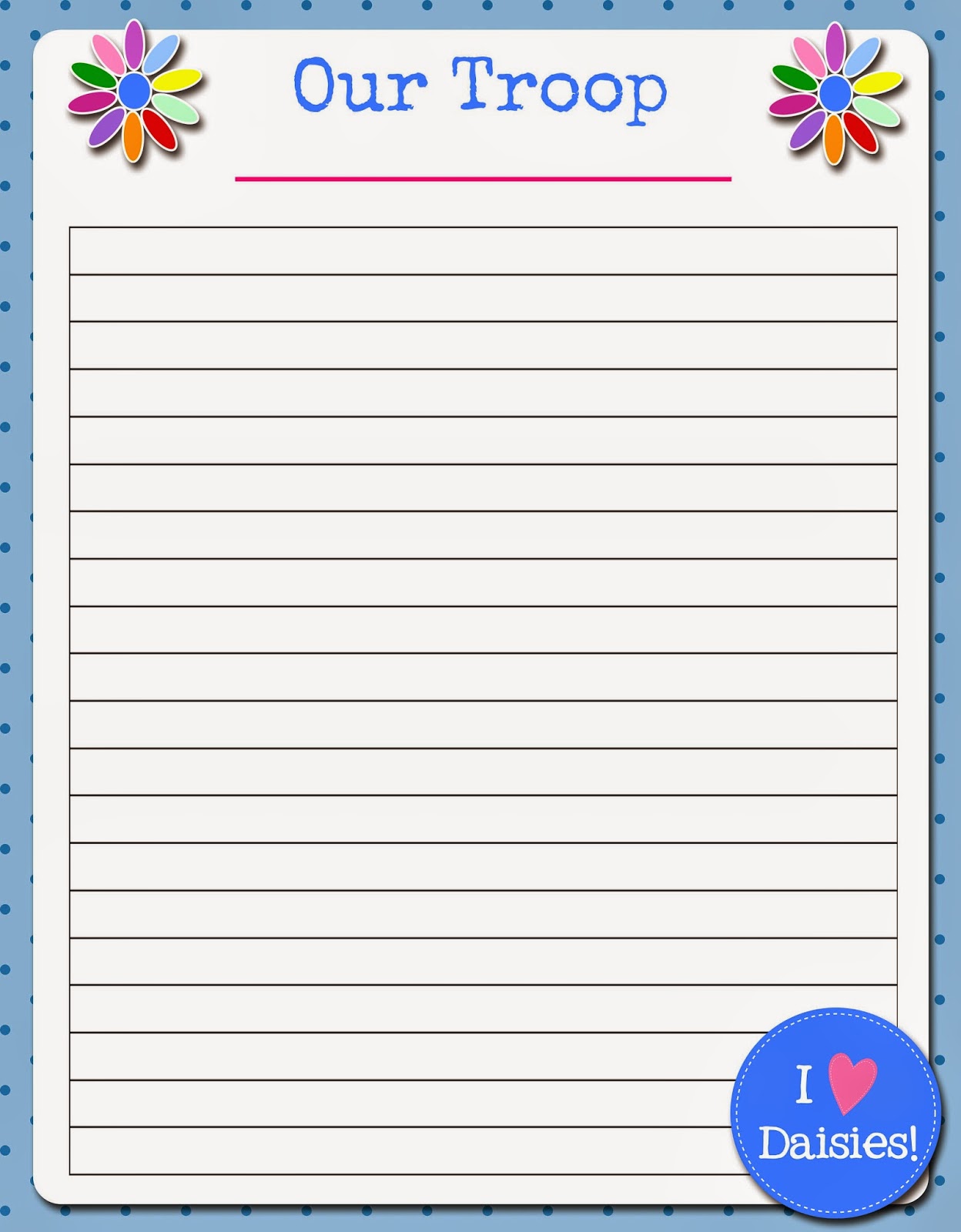 My Fashionable Designs: Daisies Troop Roster & Sign Up Sheet