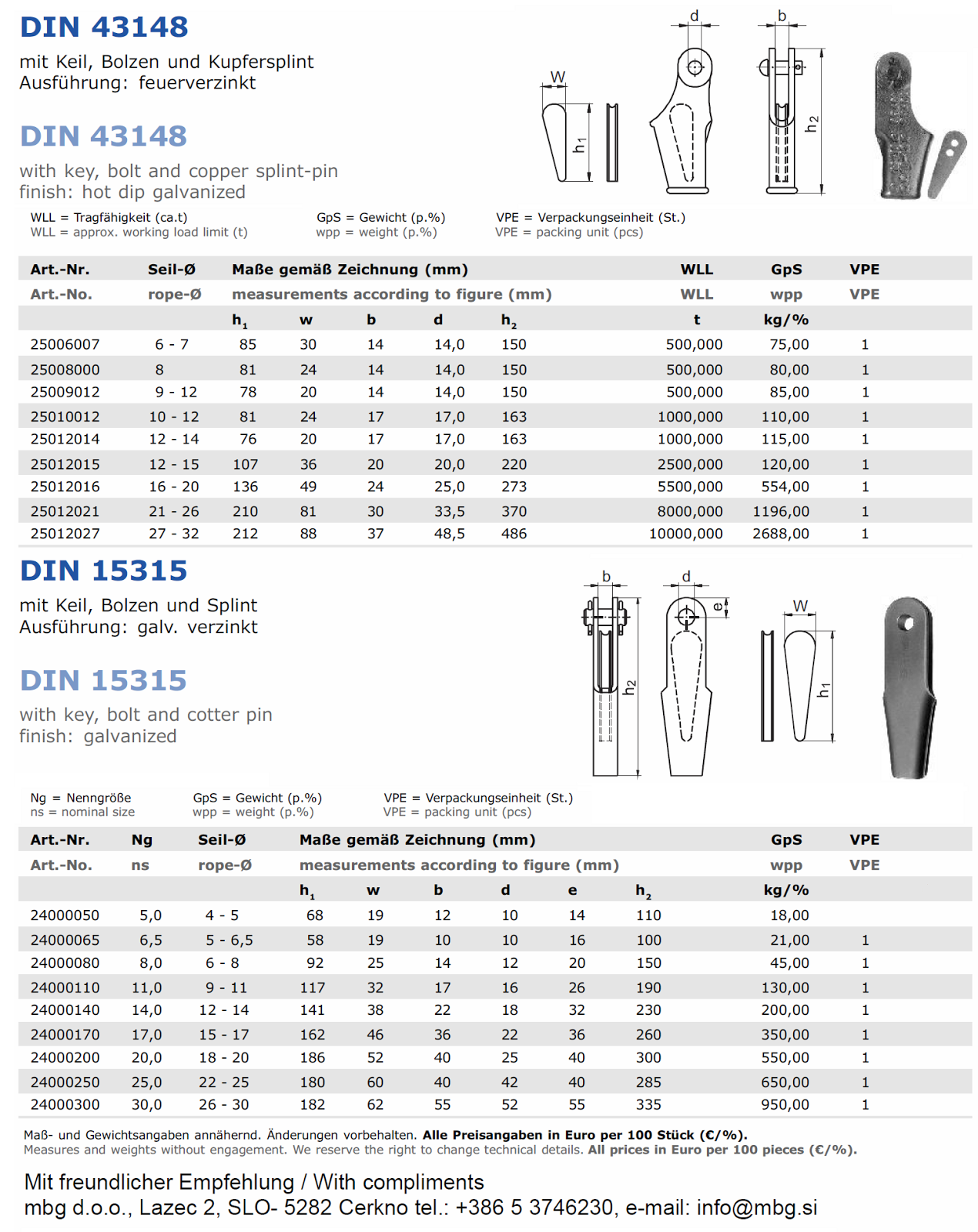 braant drahtseil: DIN EN 13411-6 und EN 13411-7 (DIN 43148 und DIN 15315)