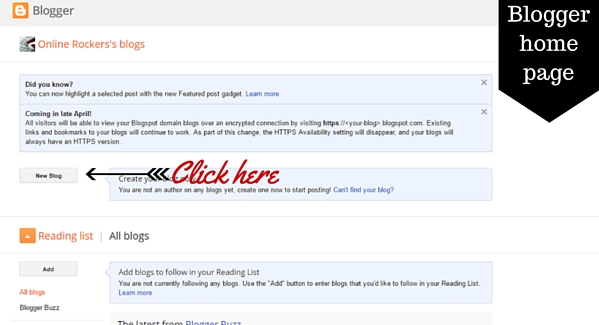 Online Rockers: How to create a blog at blogger quickly for free?