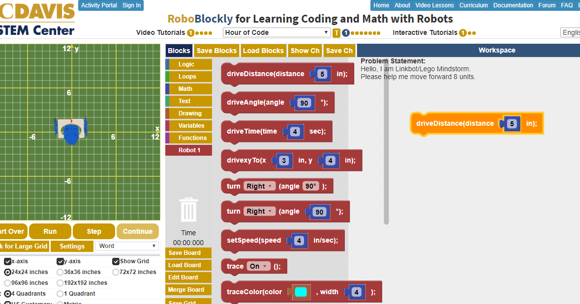 Colaboratorio Colmenar: Manejar un robot virtual con RoboBlocky