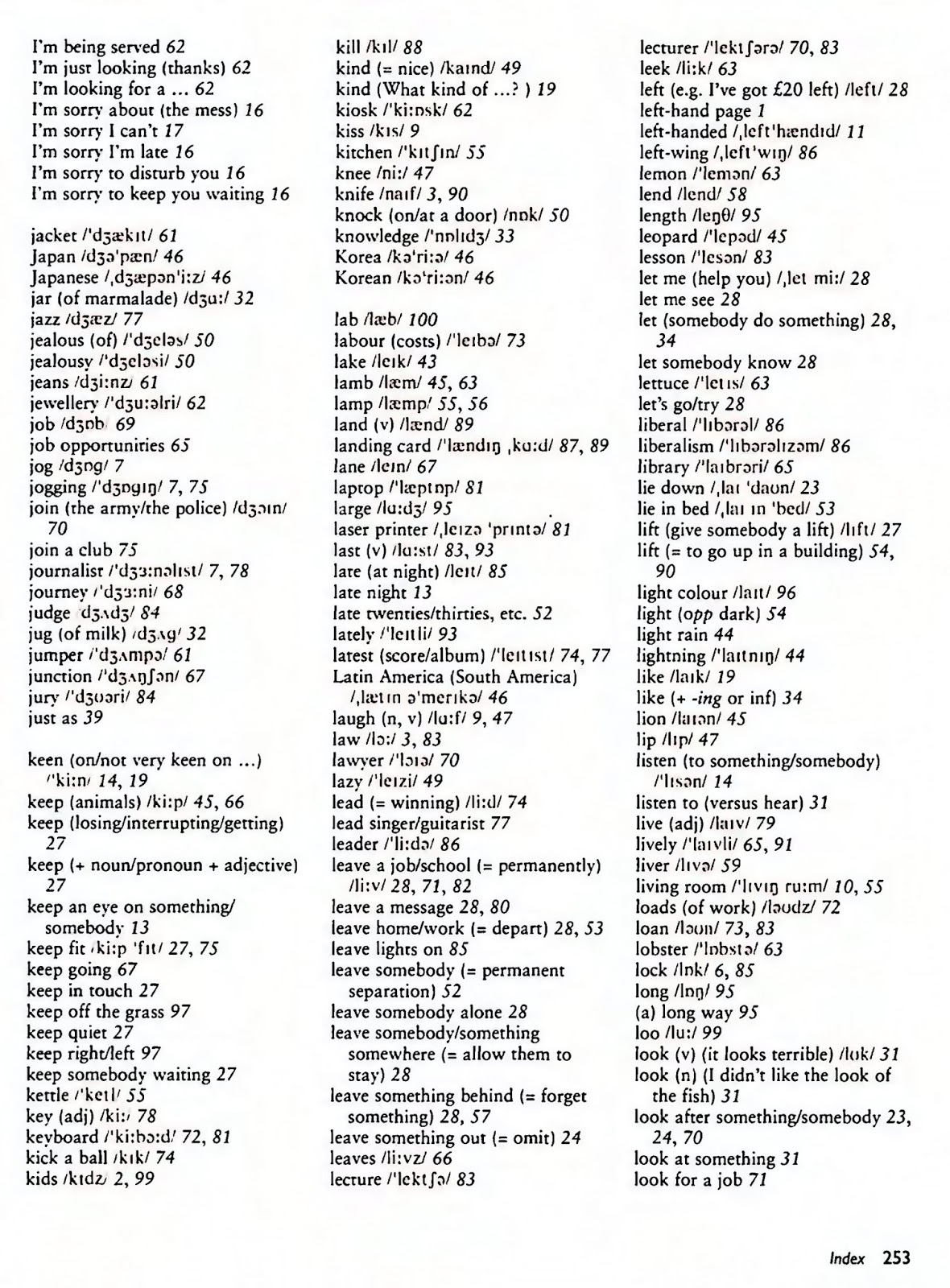 Phonetic, Pronunciation and Index - Vocabulary in Use Pre Inter