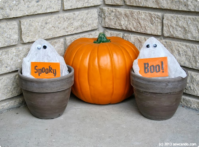 Sew Can Do: Outdoor Mod Podge Porch Pot Ghosts Tutorial