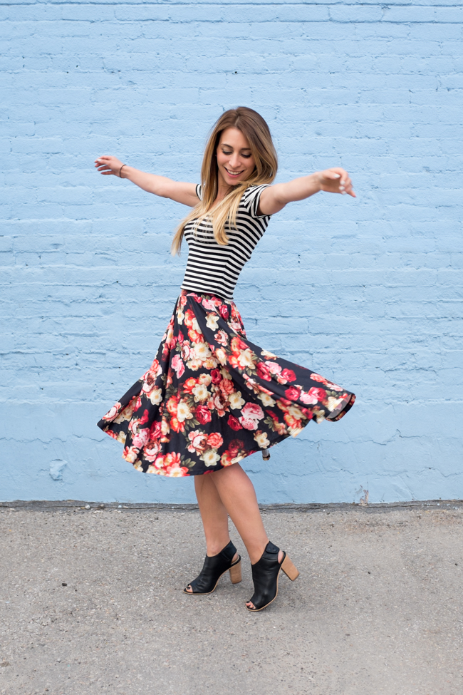OOTD - Stripes And A Floral Skirt | La Petite Noob | A Toronto-Based ...