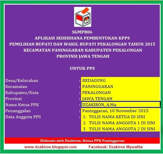 PPK PANINGGARAN: APLIKASI SEDERHANA PEMBENTUKAN KPPS TAHUN 2015 UNTUK ...