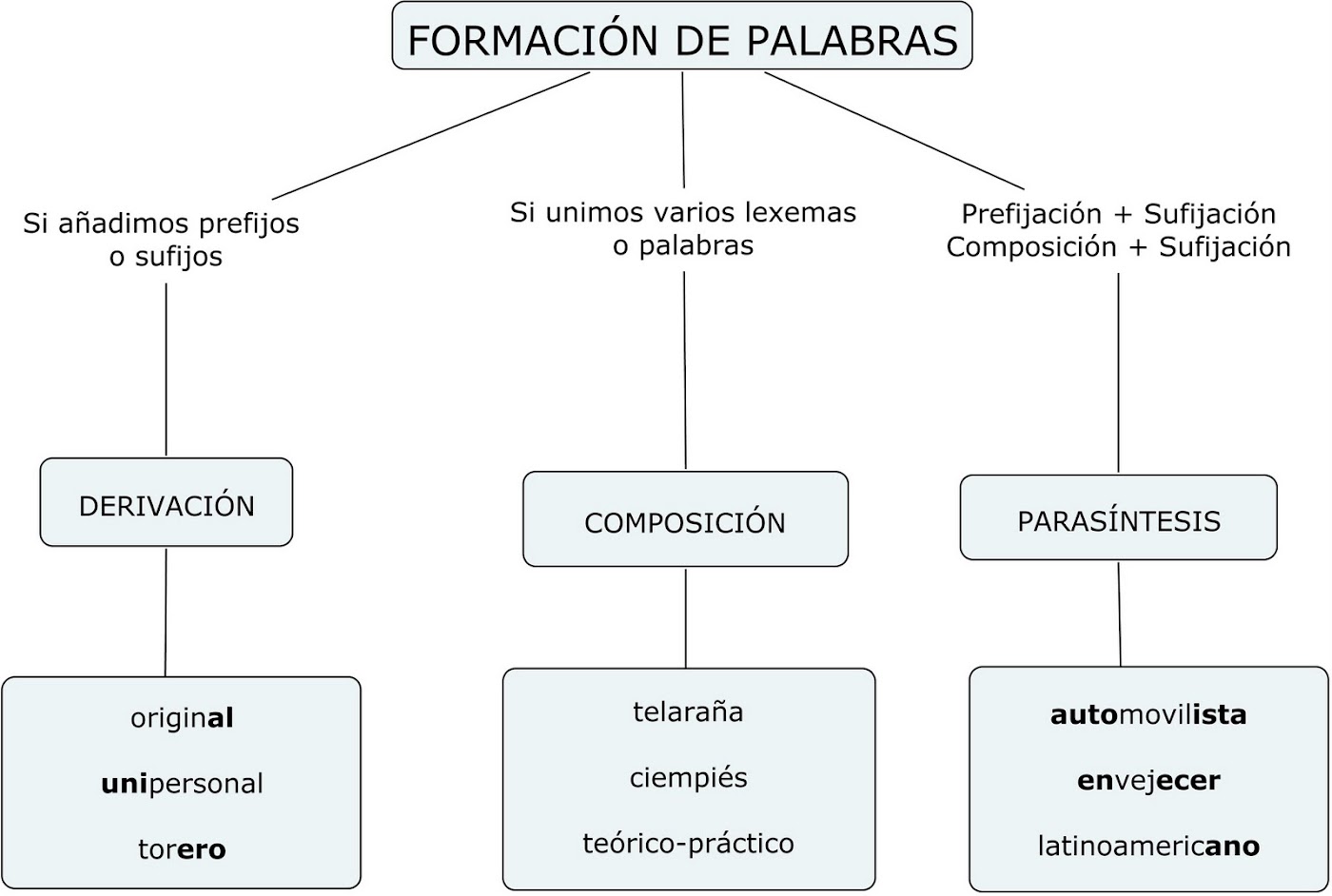 CLASIFICACIÓN DE LAS PALABRAS POR SUS ELEMENTOS