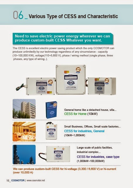 Cosmotor Electricity Saving System: Various Type of CESS and Characteristic