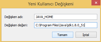 Yazılımca: JAVA HOME Ayarlanması