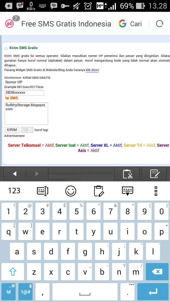 SMS GRATIS , Ke semua Operator!