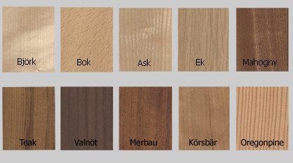 Working with wood: Träslag