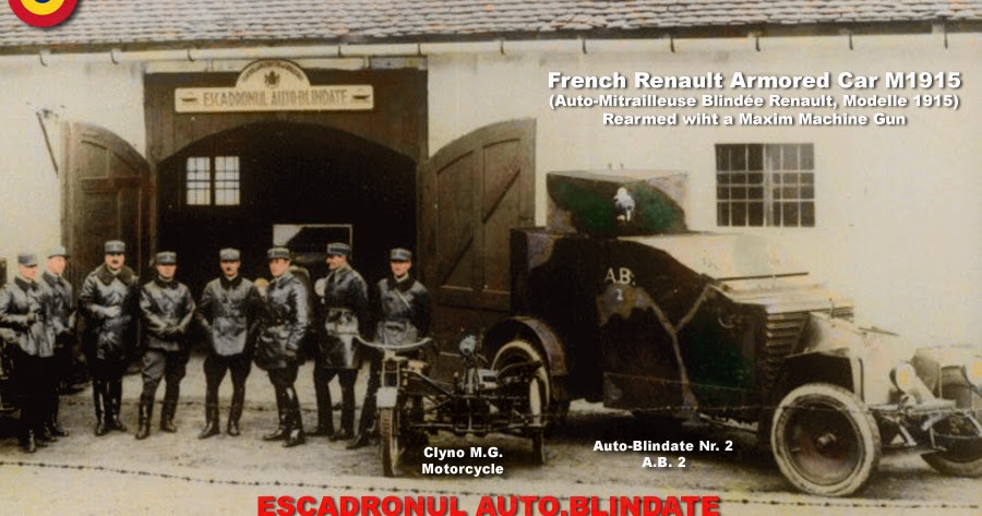 Armored Cars in the WWI: Romanian Renault Armored Car Model 1915 in 1927.