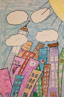 Art Room Blog: 3rd Grade Cities in the Style of IM Pei and James Rizzi ...