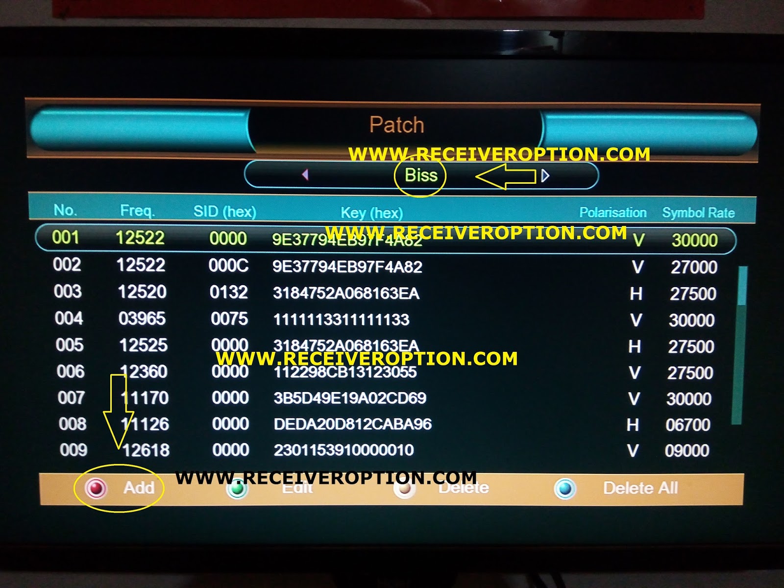 ECHILINK 1000+ HD RECEIVER BISS KEY OPTION - How To Enter Biss key ...