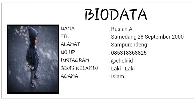 Cara membuat biodata sederhana HTML