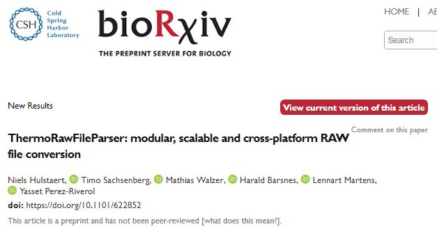News in Proteomics Research: ThermoRawFileParser -- get more data out ...