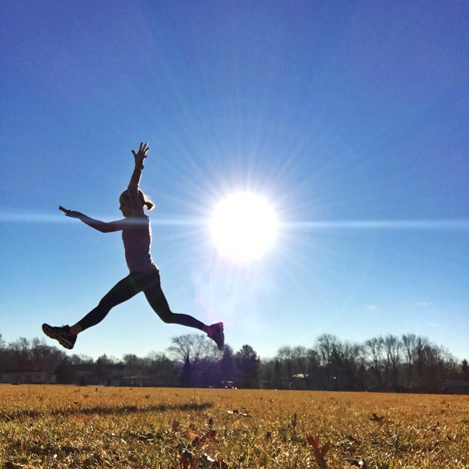 This was at mile 2. There's nothing better than jumping in the sunshine ...