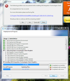 SAS EG 6.1 installation stalls at SAS Intergration Technologies Client