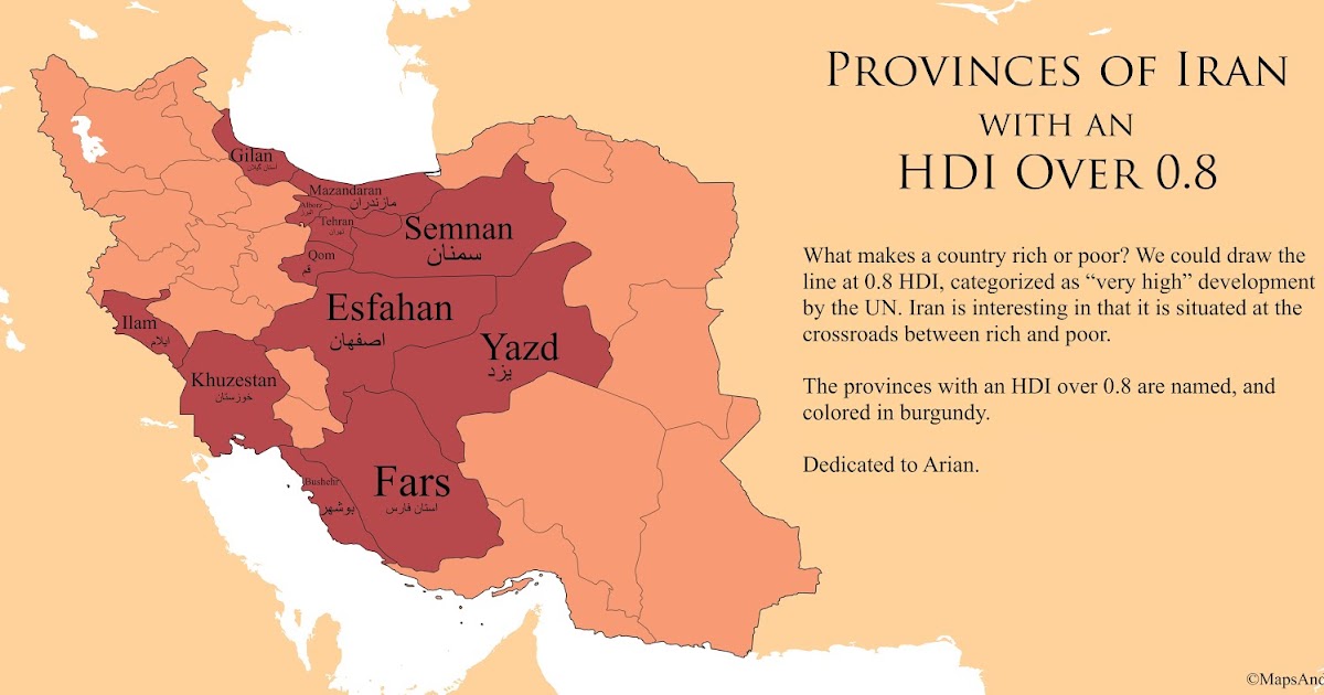 Provinces of Iran with HDI Over 0.8