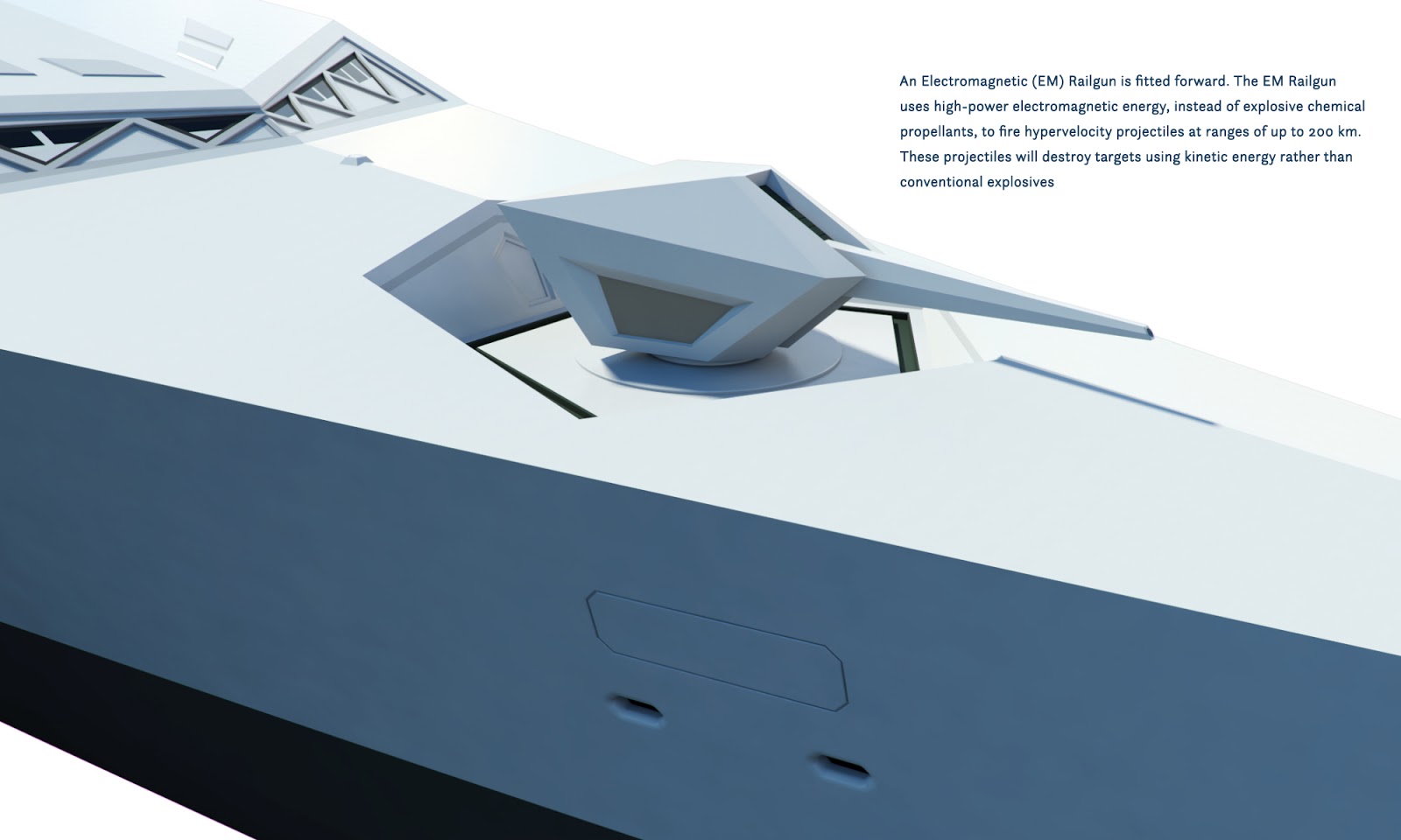 Proposed design for future armored warship with railguns, lasers and ...